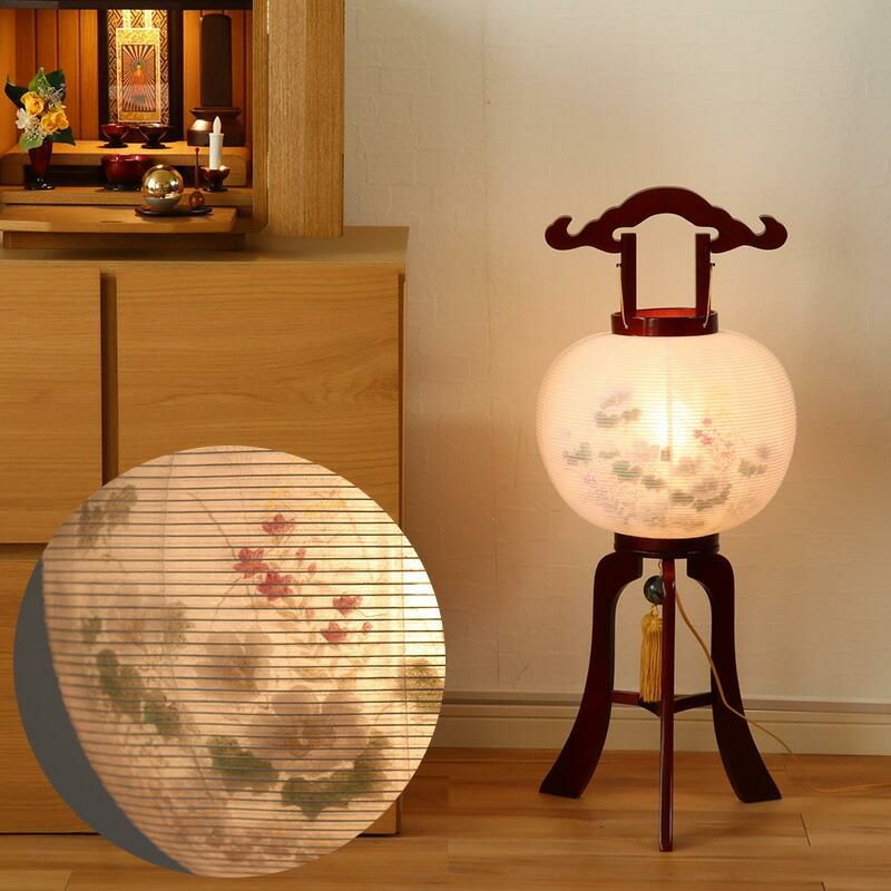 盆提灯 サクラ色 No.172 (11号 回転行灯 二重張)/盆ちょうちん お盆 提灯 灯燈 初盆 ギフト 回転灯 新盆 絹 盆提灯 小さい | 仏壇・位牌のなーむくまちゃん工房